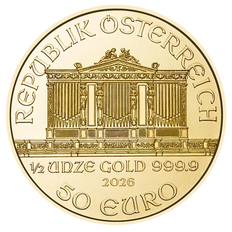 1/2 oz Vienna Philharmonic Gold Coin | 2026 | StoneX Bullion