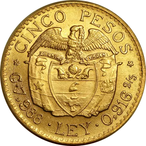 5 Pesos Colombia Simon Bolivar Gold Coin | 1919-1930 | StoneX Bullion