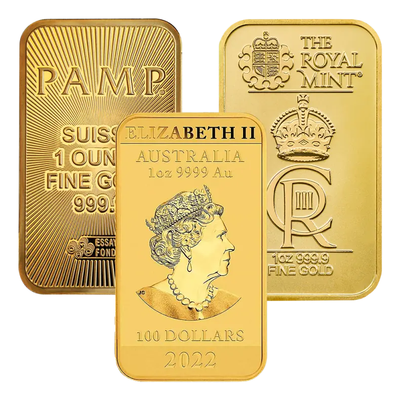1 oz Gold Bar | different manufacturers