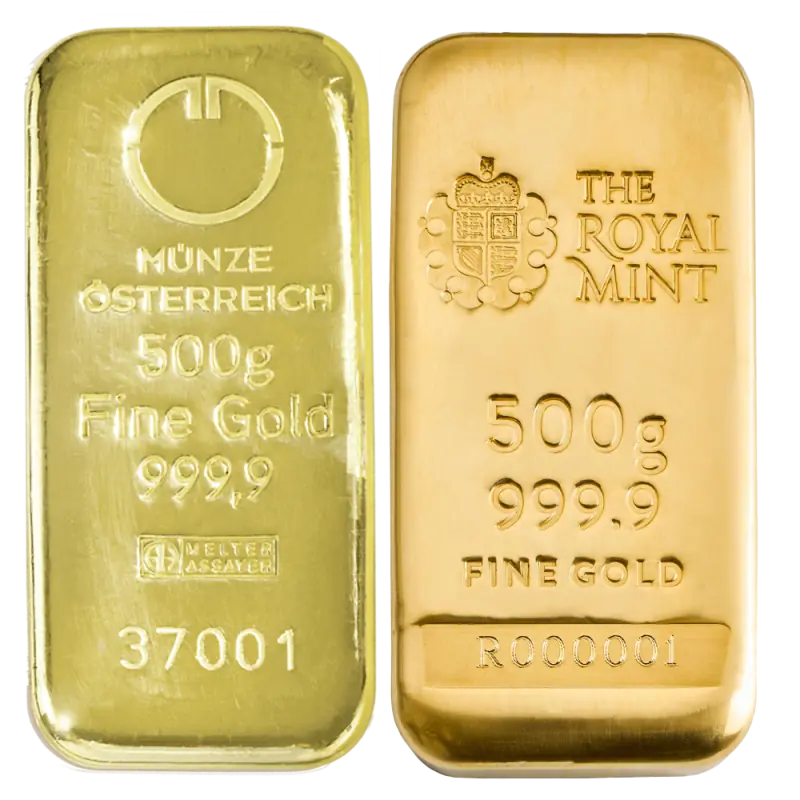 500g Gold Bar | Different Manufacturers | StoneX Bullion