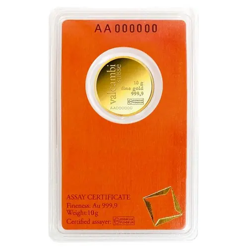 10g Gold Bar | Valcambi | Round Bar
