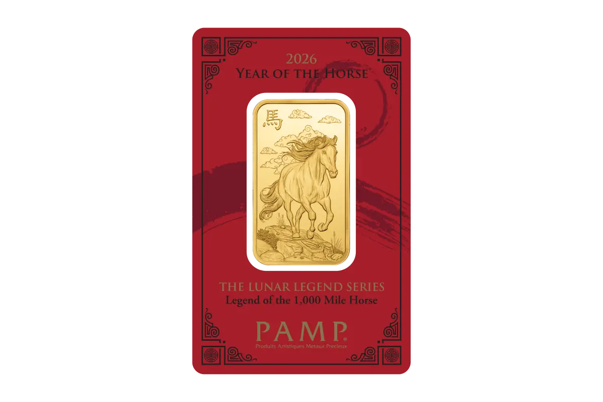 1oz Goldbarren | PAMP | Jahr des Pferdes (1000 miles) | 2026 | StoneX ...