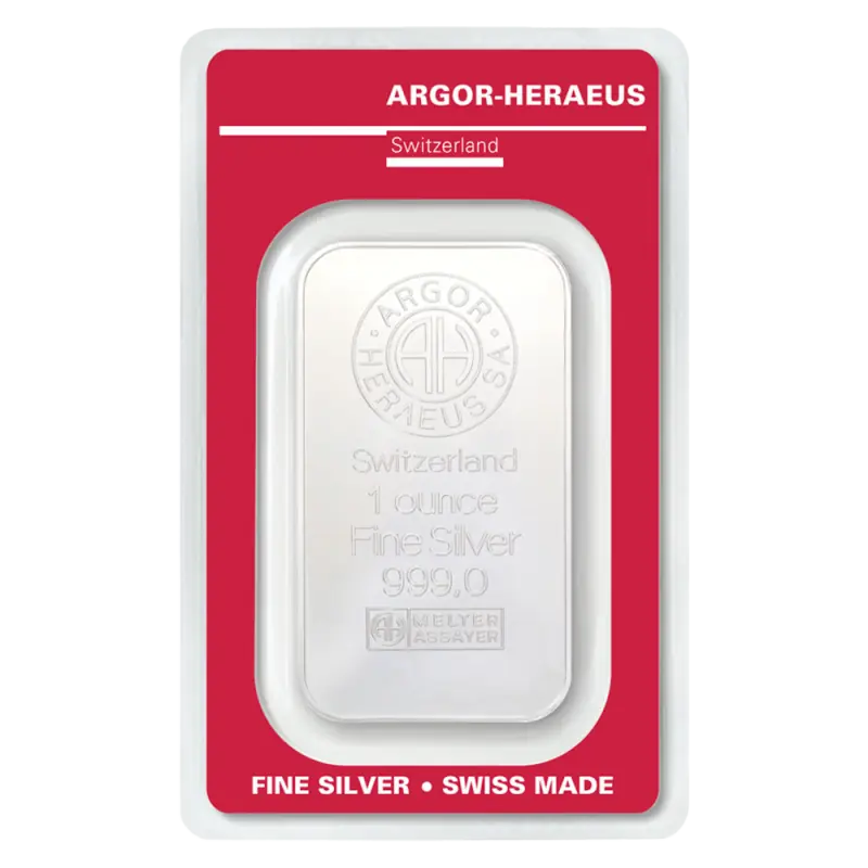 1 oz Lingote de Plata | Argor-Heraeus | StoneX Bullion