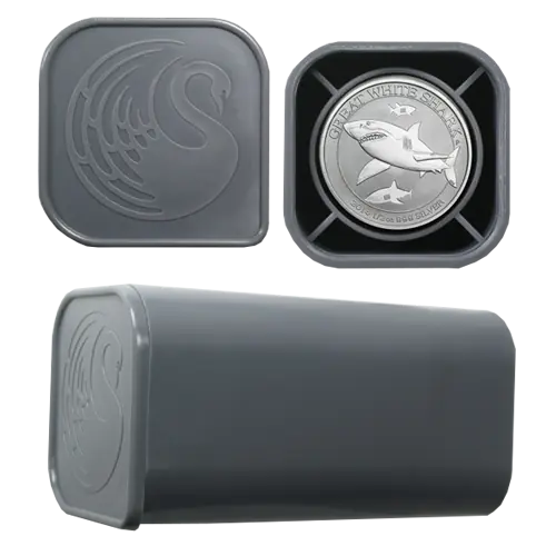 Tube 25 x 1/2 oz Great White Shark silver EMPTY